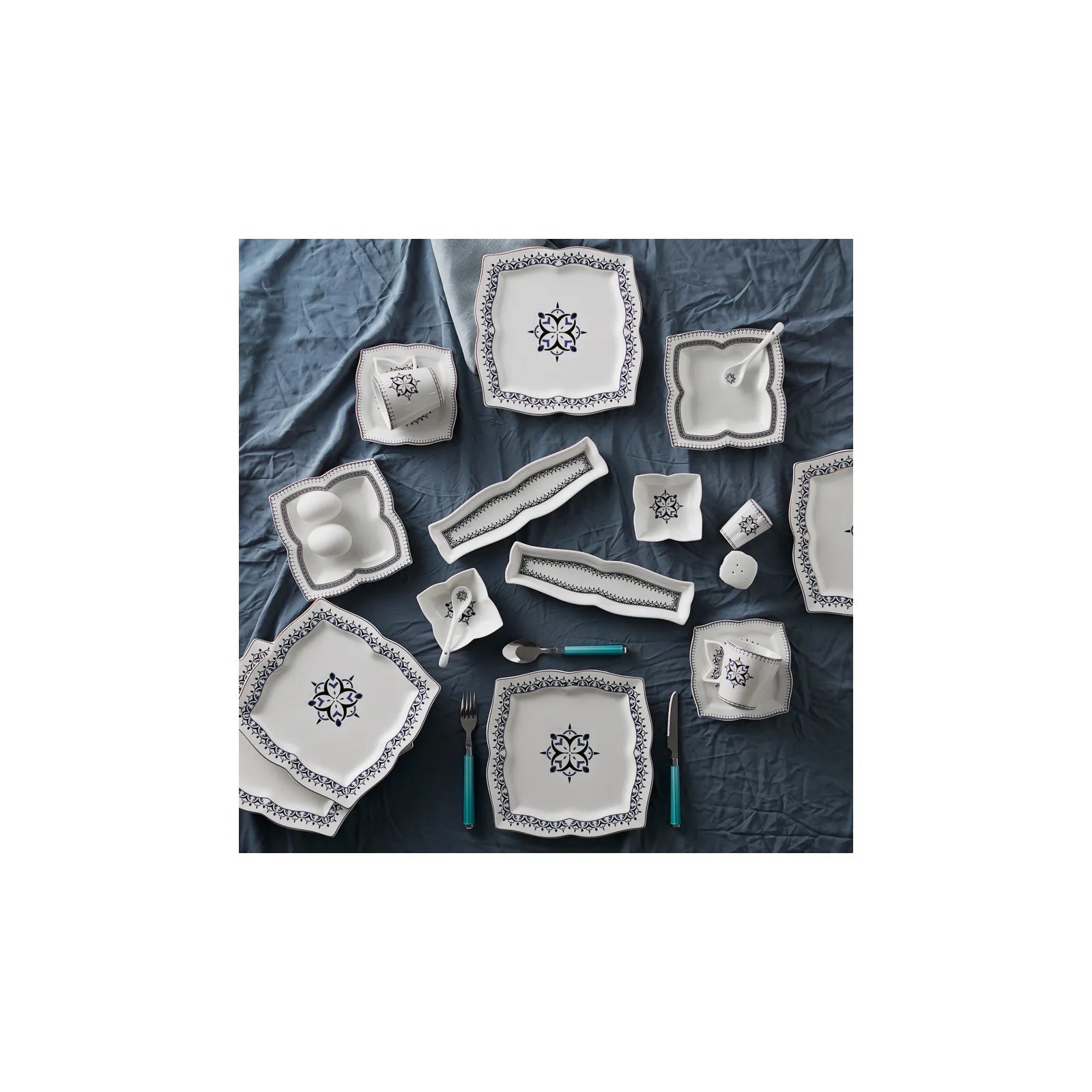 Karaca Blau 32-Piece Breakfast and Serveware Set Square for 6 – Karaca ...