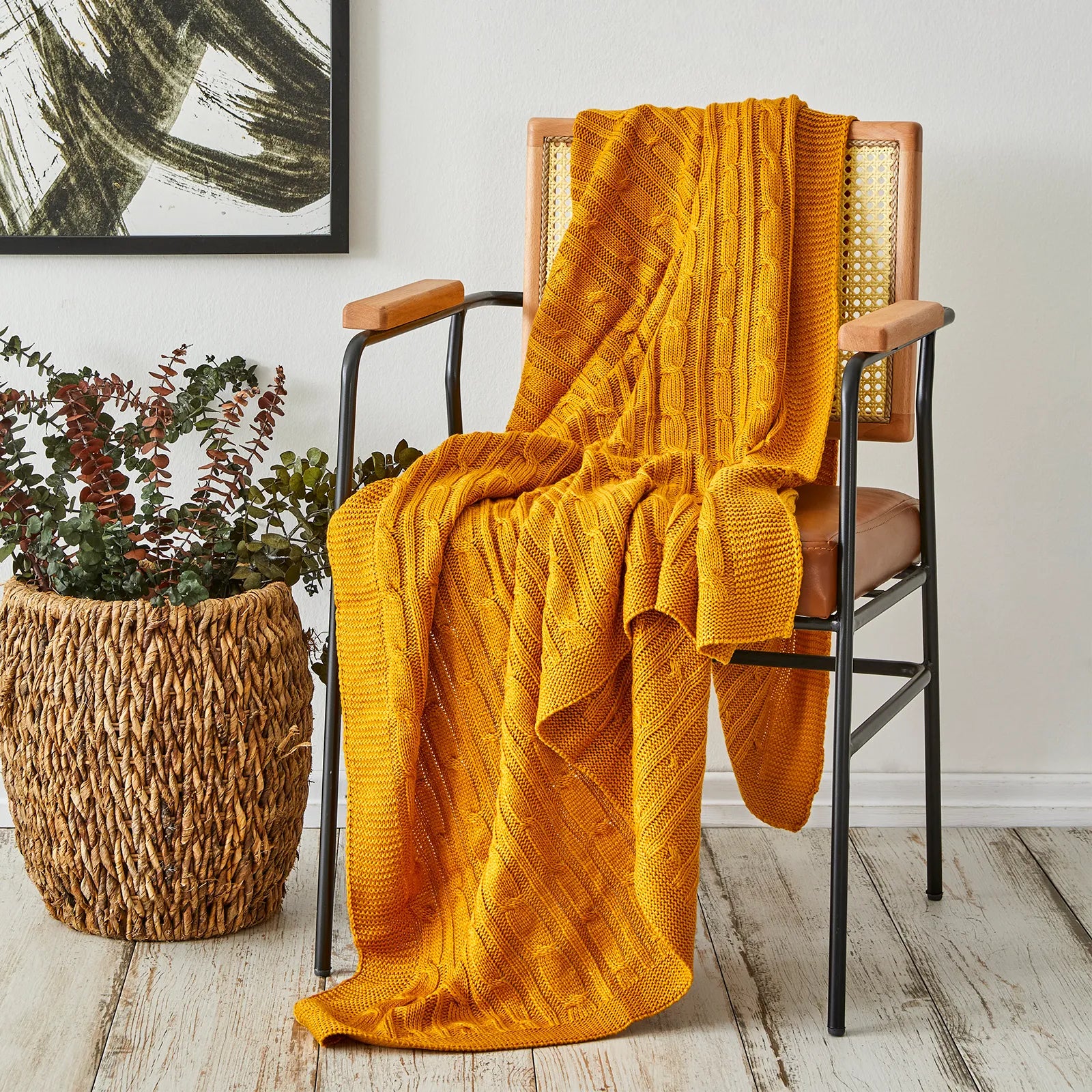 Karaca Home Ochre Cable Knit Throw Oeko-Tex Certified – Karaca Netherlands