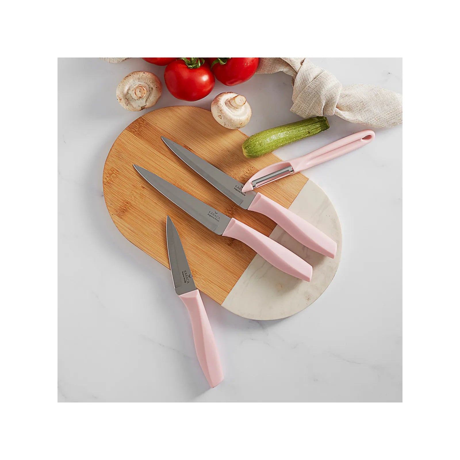 Karaca Peel Pink 4-Piece Knife Set – Karaca Netherlands