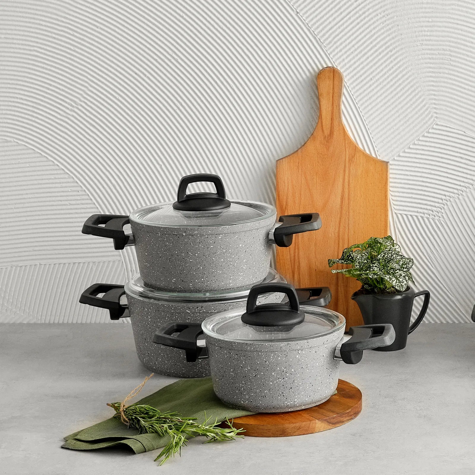 Karaca Hira Biogranite 6 Piece Midi Cookware Set Gray – Karaca Netherlands