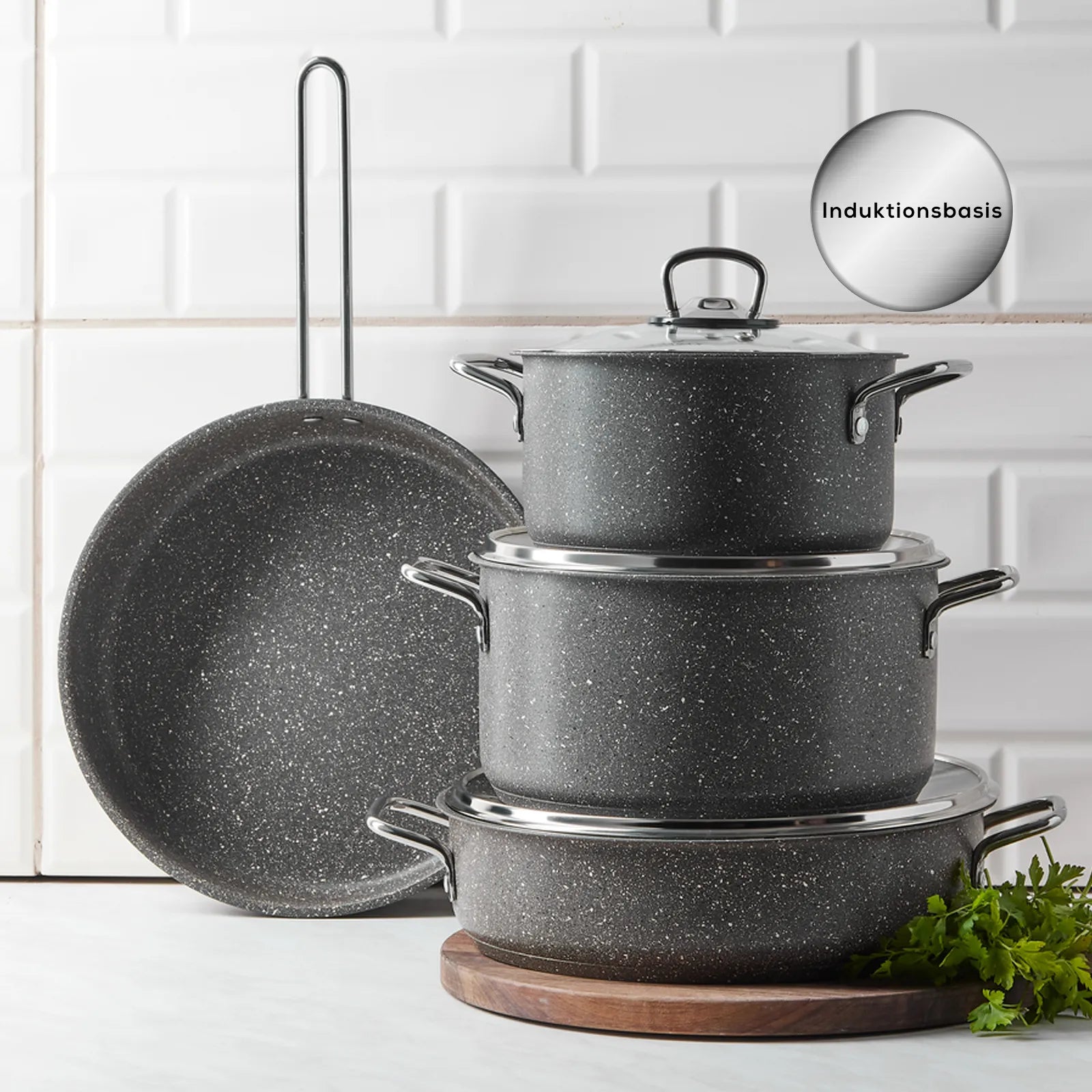 Karaca Biogranit Steel Plus 7 Piece Cookware Set Grey – Karaca Netherlands