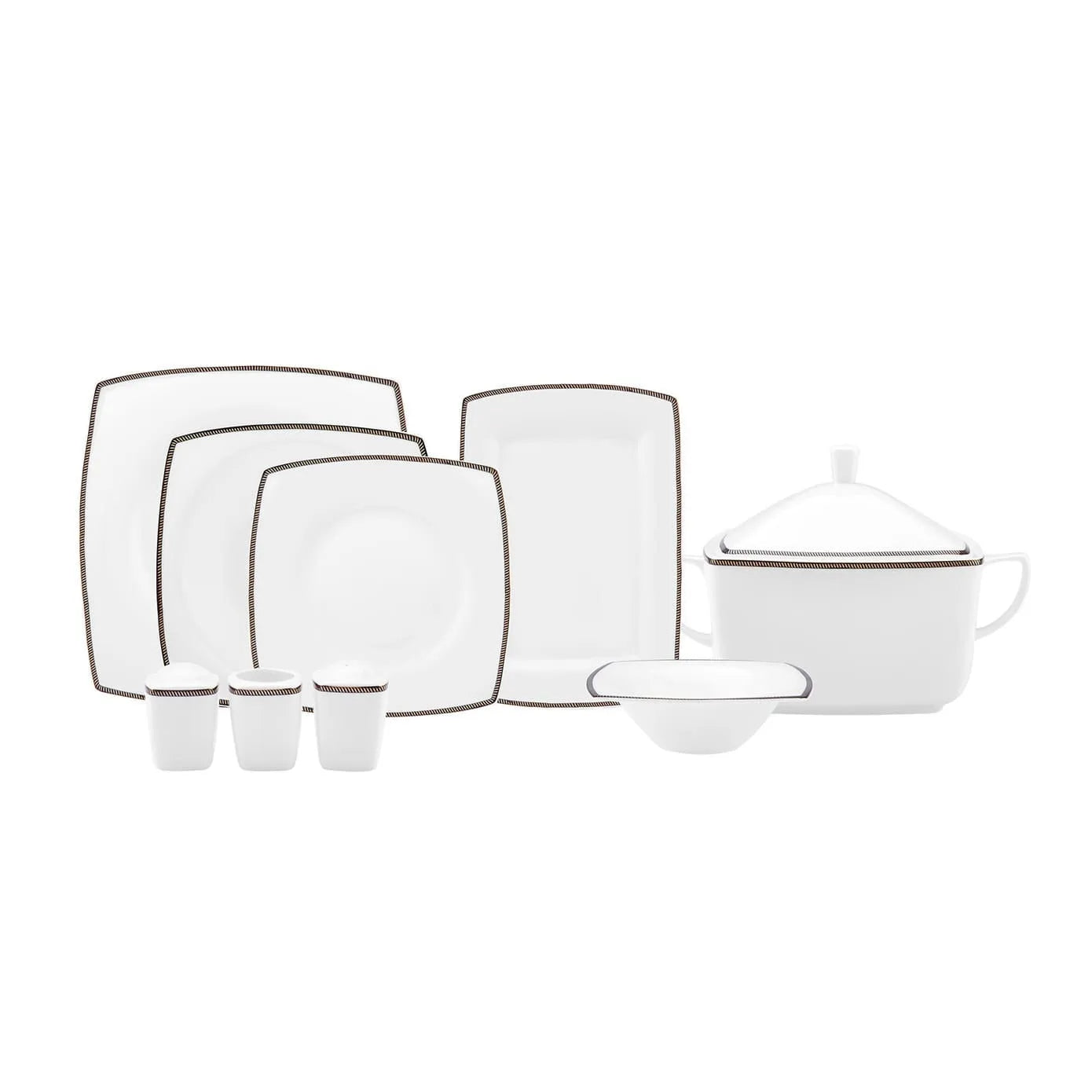Karaca Fine Pearl Norma 62 Pieces Square Dinnerware Set for 12 Persons ...