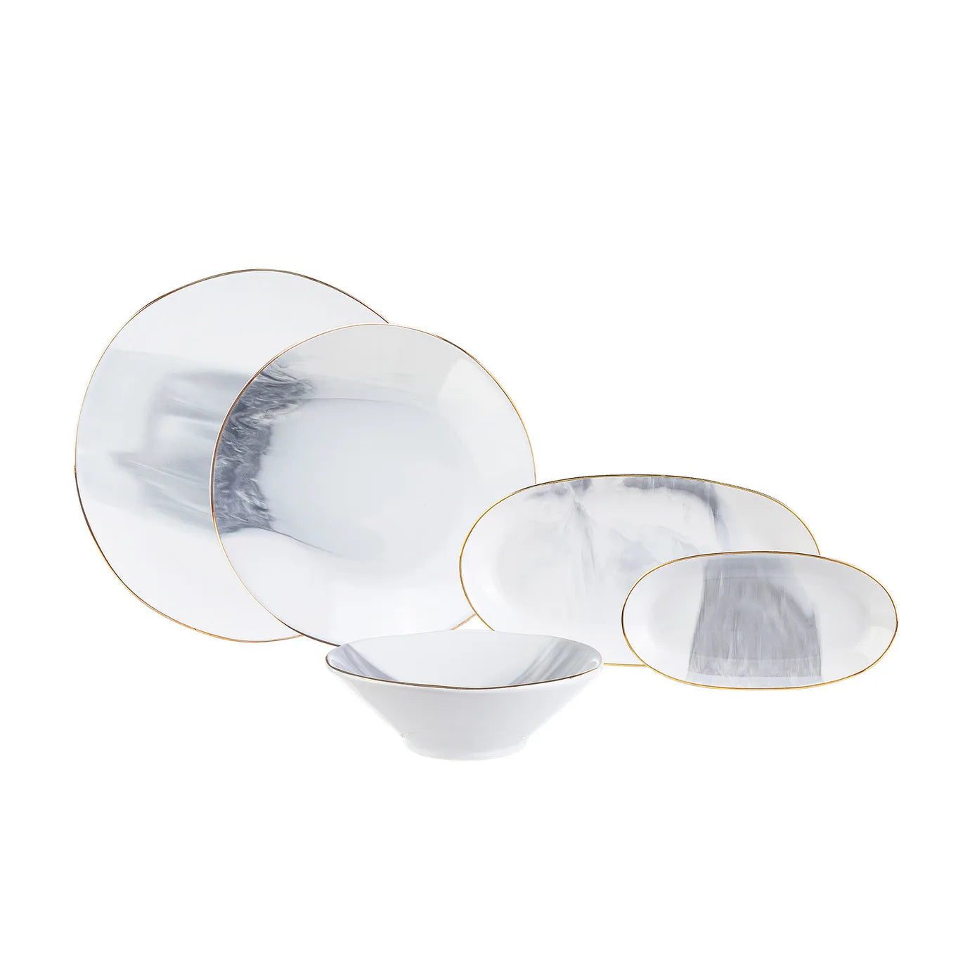 Karaca Ria Gray Stoneware Dinnerware Set for 12 Person, 39 Piece ...