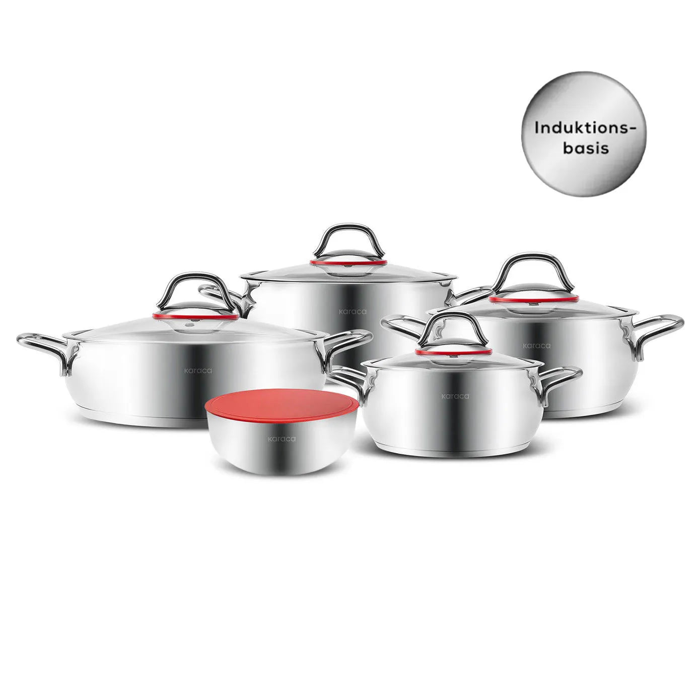 Karaca Emirgan XL 10 Piece Steel Induction Cookware Set with Storage C ...
