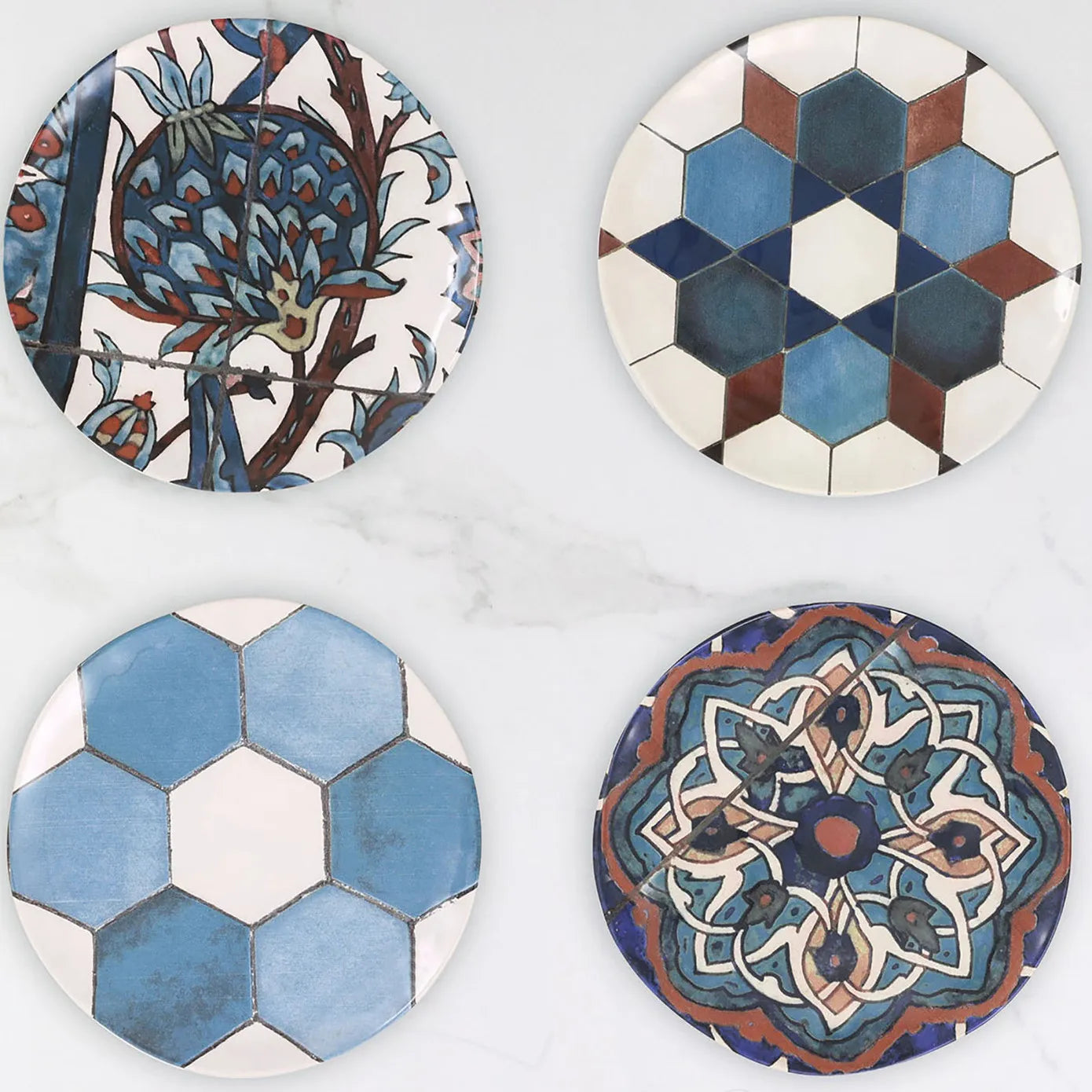 Karaca from Refika Tile 4 Piece Service Plate Set, 25 cm – Karaca ...