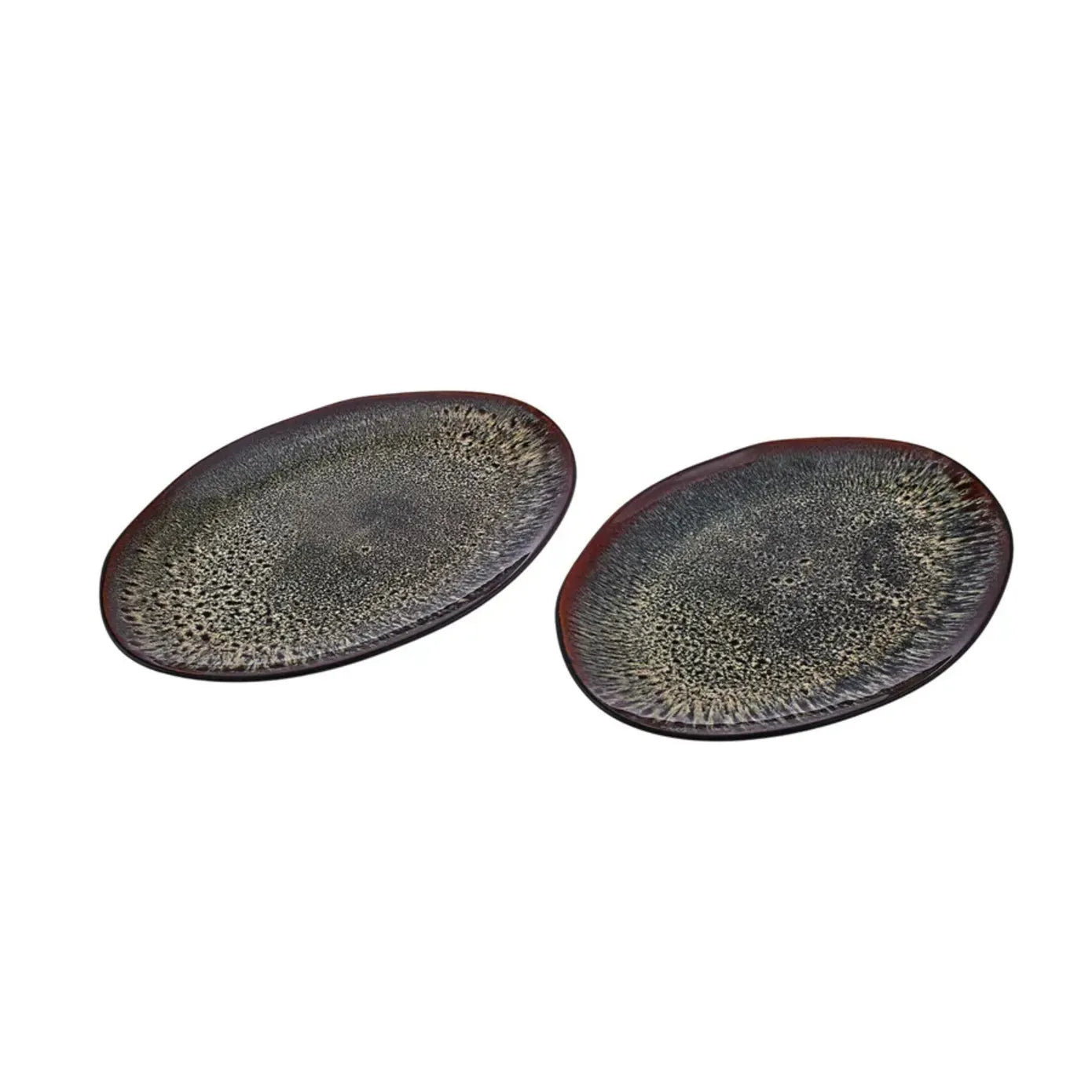Karaca Galactic Reactive Glaze Serving Platter Set, 2 Piece, Large, Bl ...