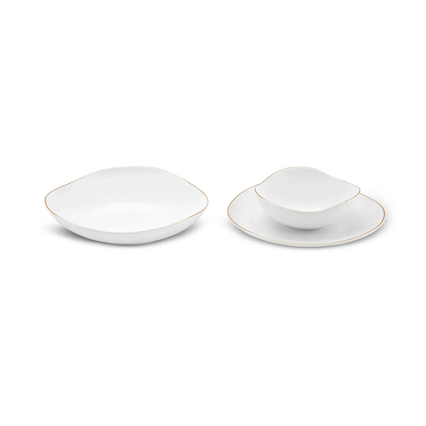 Karaca Middle Streamline Gold 12 Piece Dinnerware Set, New Generation ...