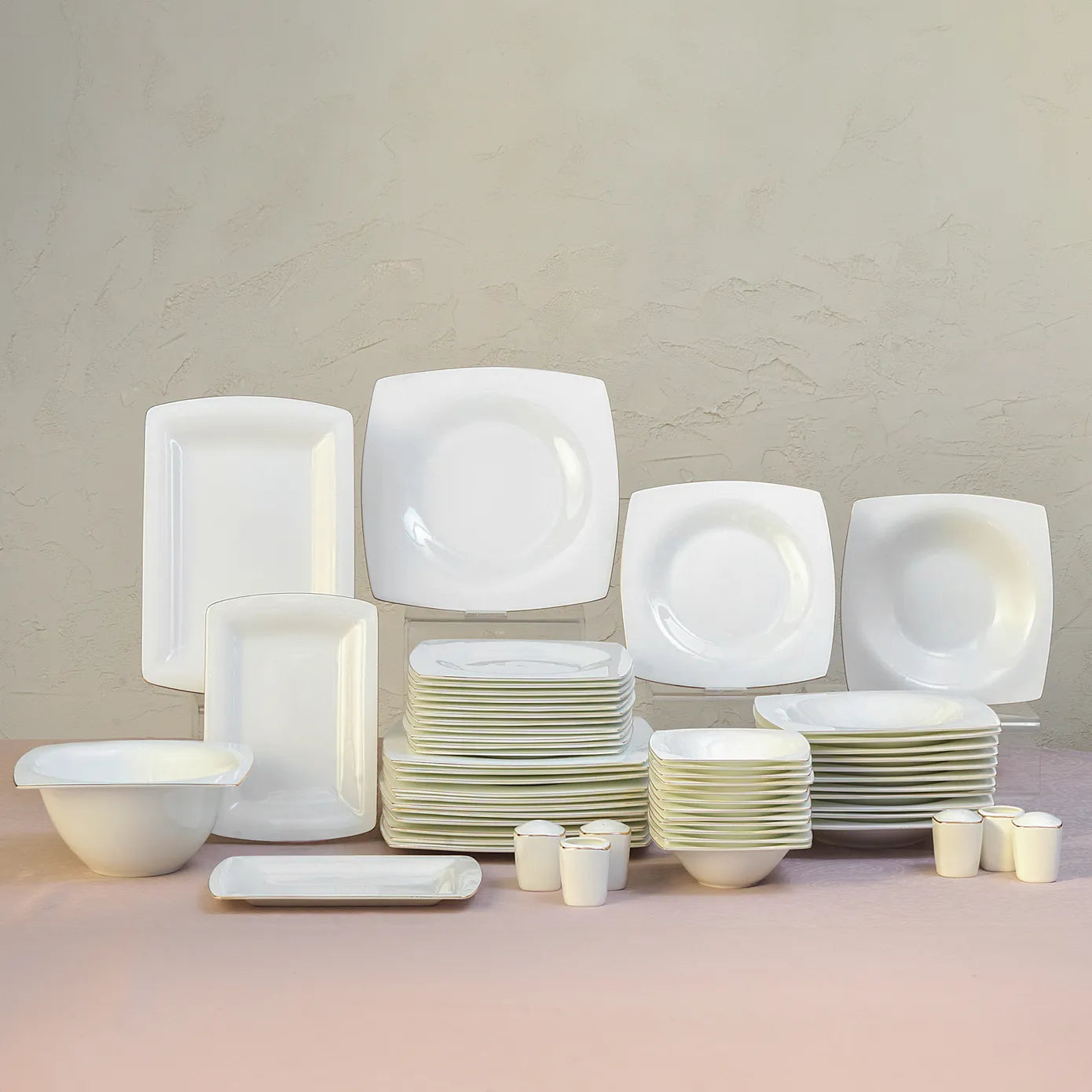 Karaca Dara Gold Fine Pearl 12 Person Dinnerware, 58 Pieces – Karaca ...