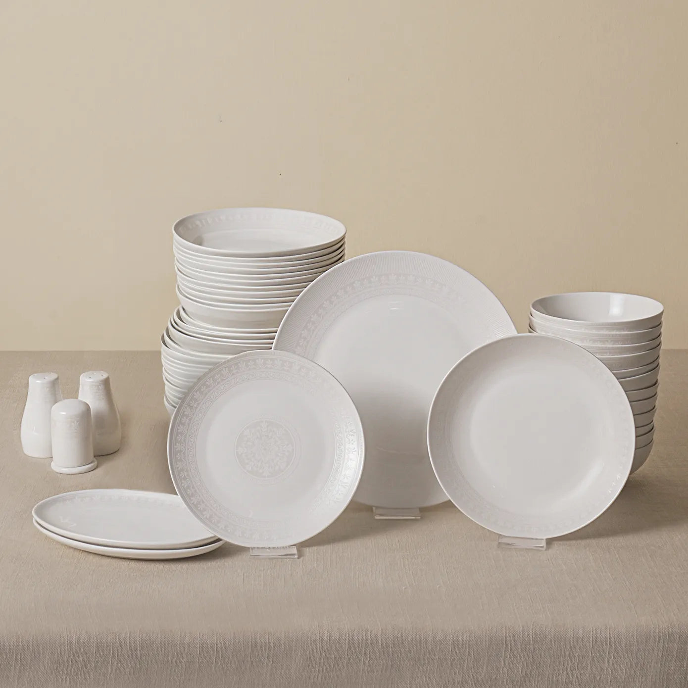 Karaca Arte 53-Piece Dinnerware Set for 12 People, New Bone China ...